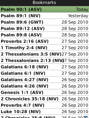 Bookmarks for BlackBerrys - YouVersion