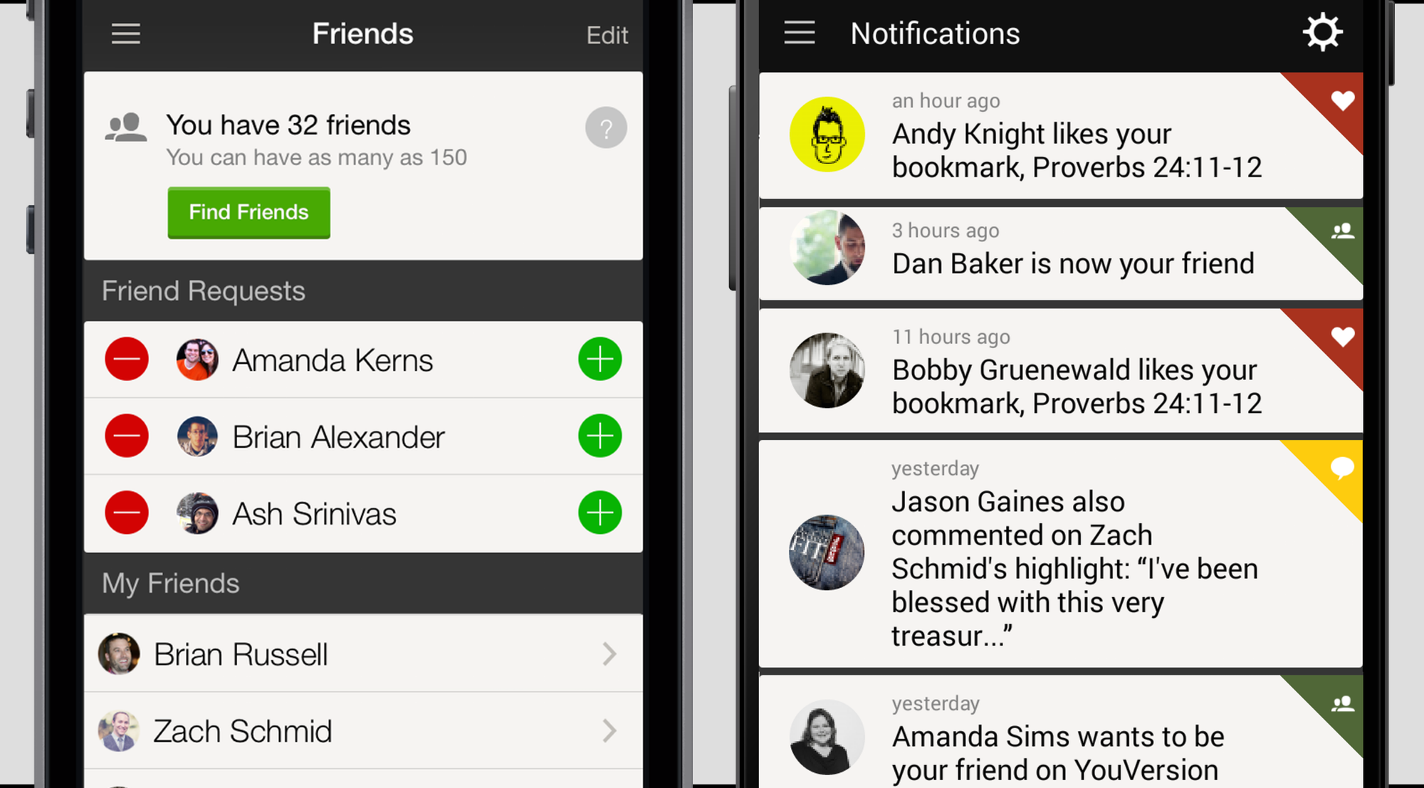 friends and notifications - YouVersion
