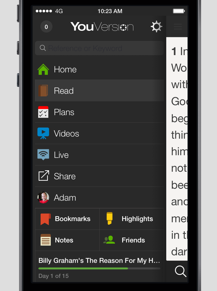 menu closeup - YouVersion
